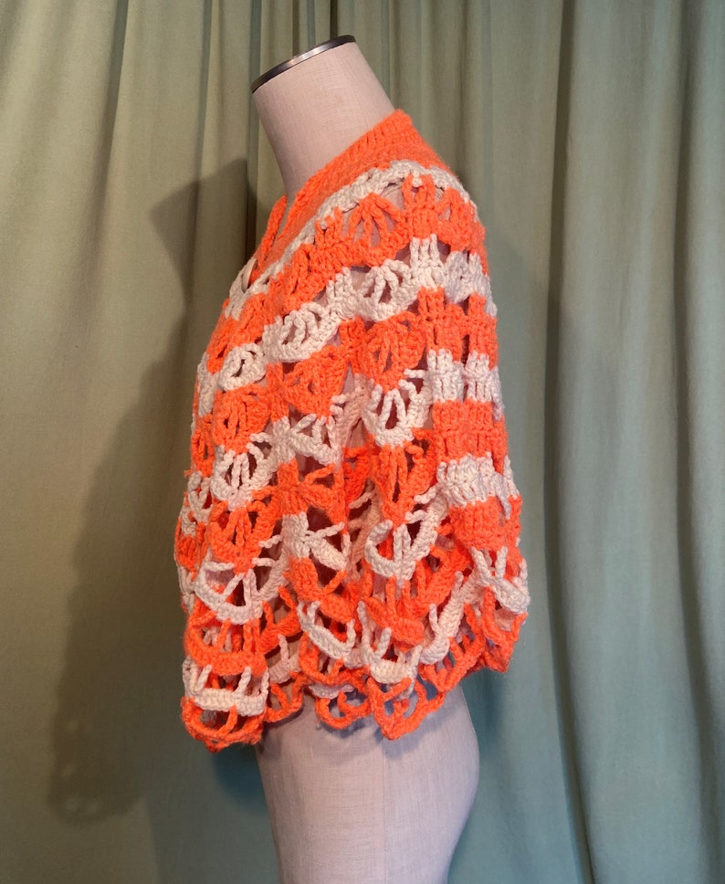 Funky Original Vintage Hand Crocheted Fluorescent Orange & - Etsy