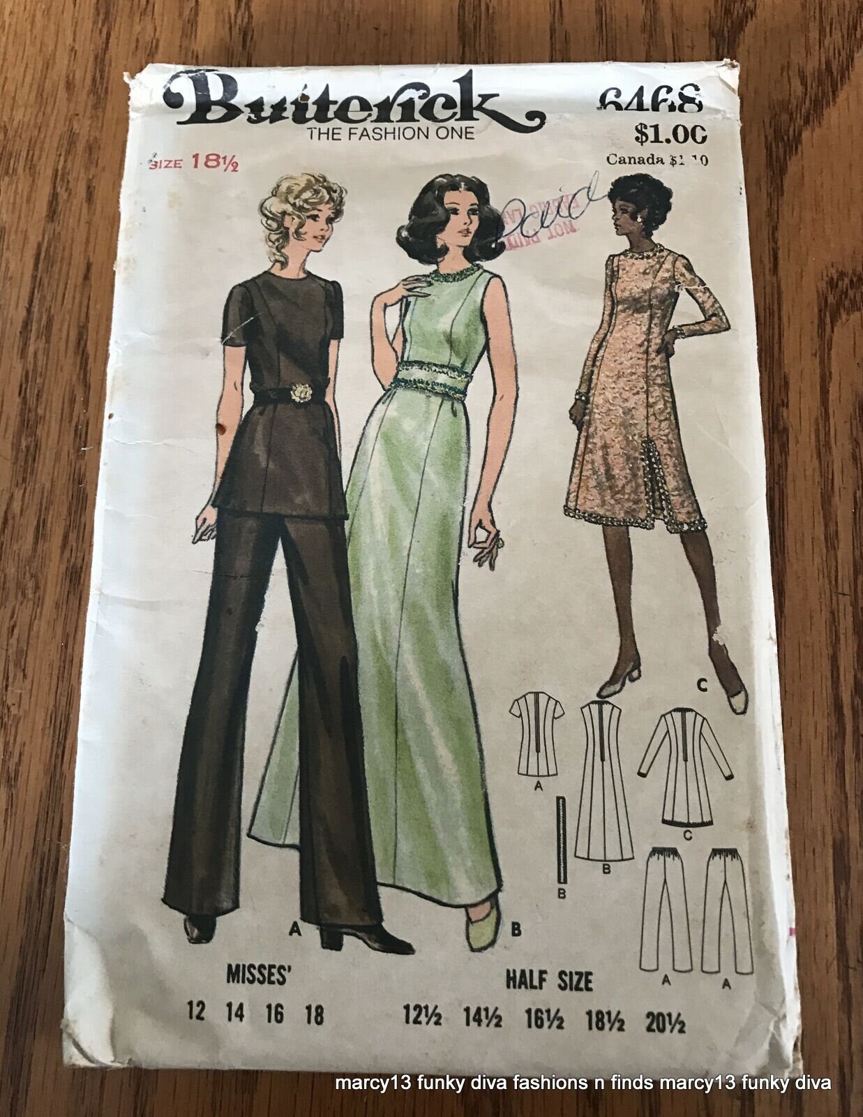 Original Vintage 1960s Butterick Dress Tunic Pants Pattern - Etsy