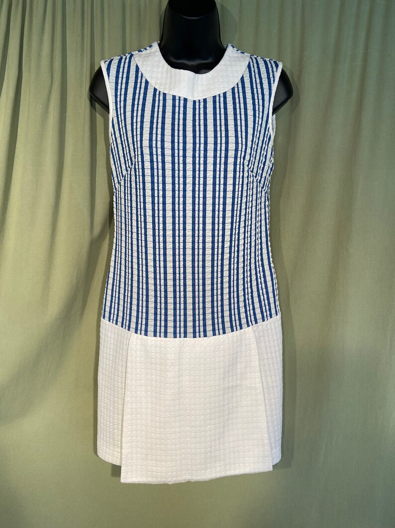 Cute Original Vintage 70s Blue & White Poly Seersucker - Etsy
