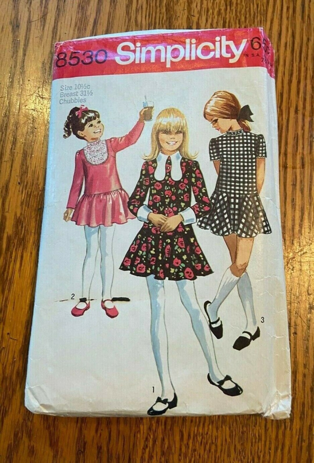 Original Vintage 1969 Simplicity Pattern Girl's Drop Waist Dress W ...