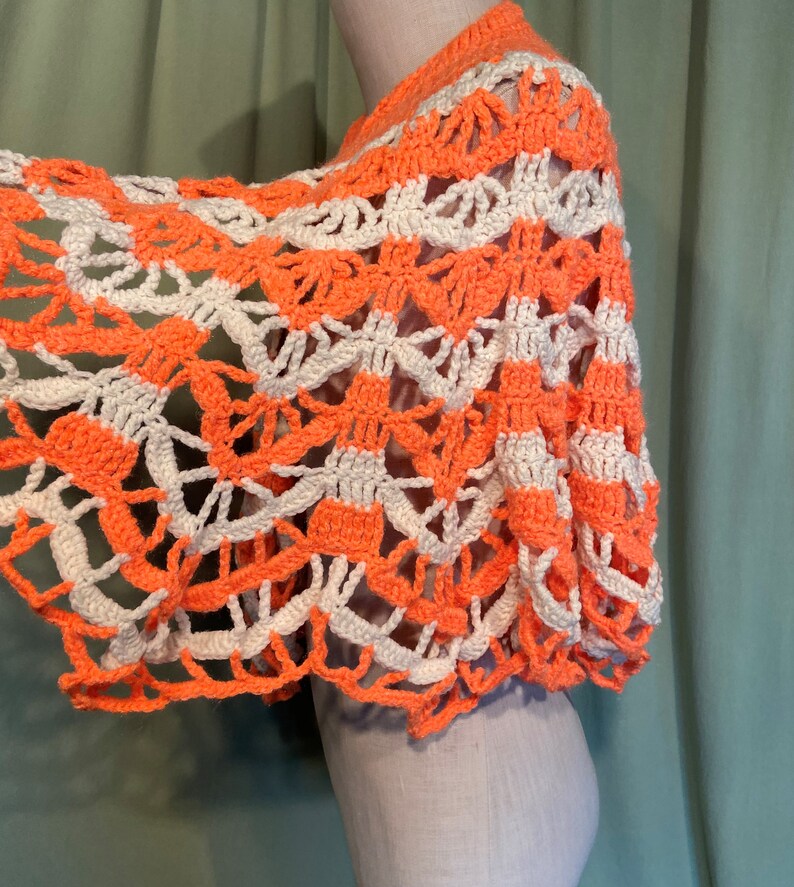 Funky Original Vintage Hand Crocheted Fluorescent Orange & - Etsy