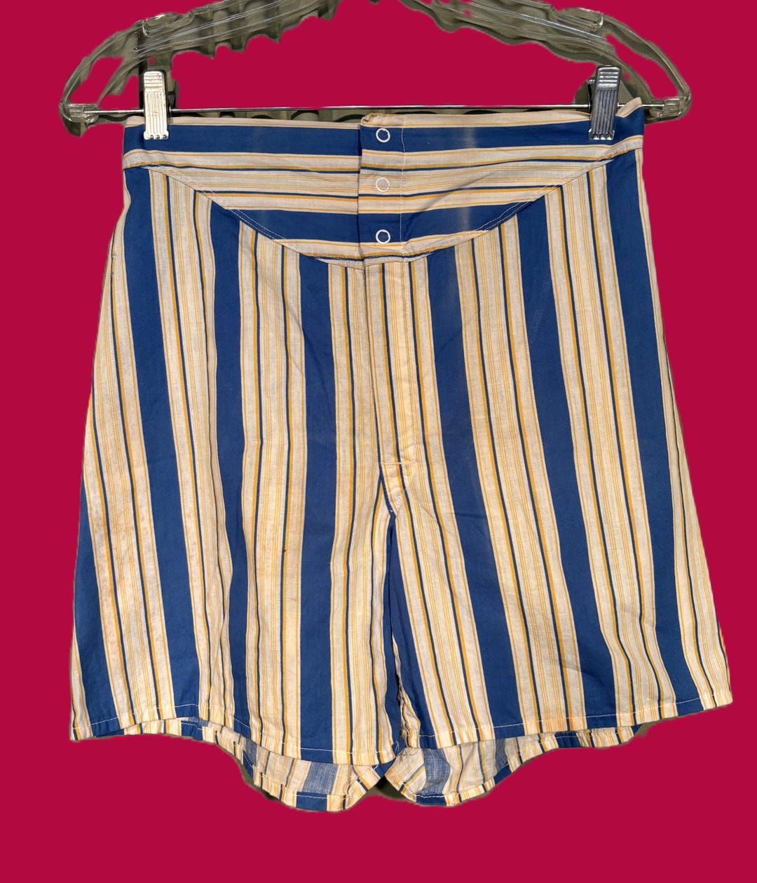 Original Vintage Mid-century Men's Blue Stripe Cotton Boxer Shorts ...