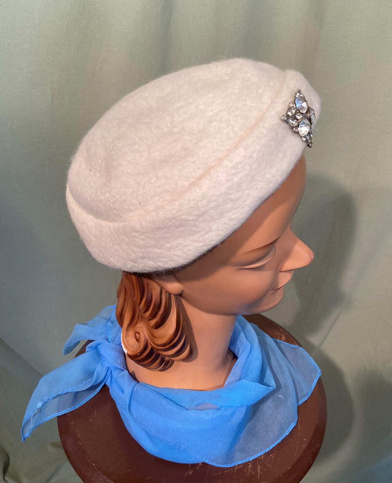 Sweet Original Vintage Mid Century Cream Wool Felt Skull Cap - Etsy