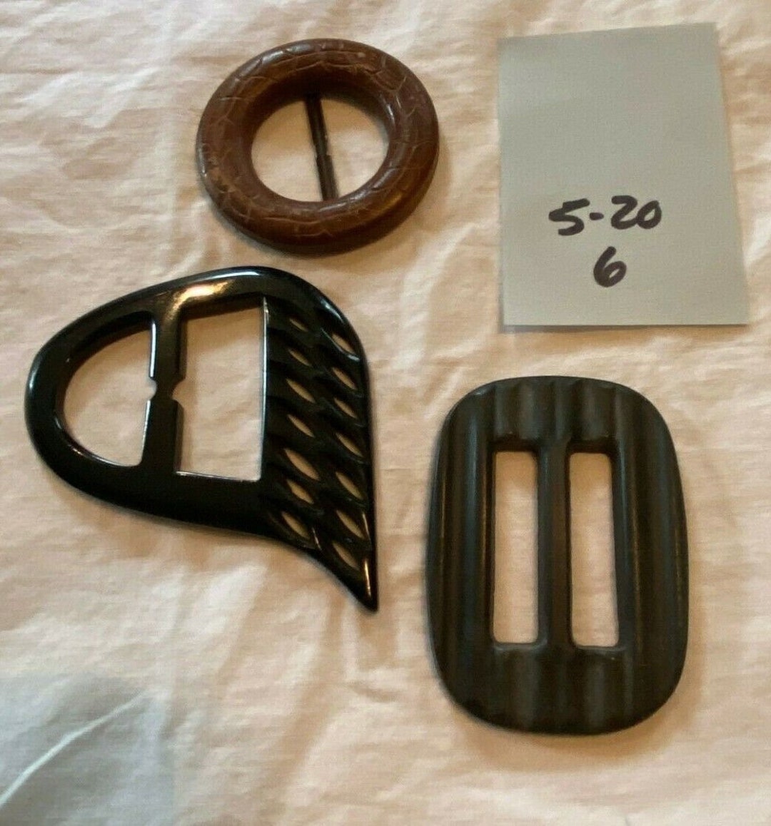 3 Vintage Large Slide Buckles Bakelite, Wood & Plastic for Sewing Coats ...