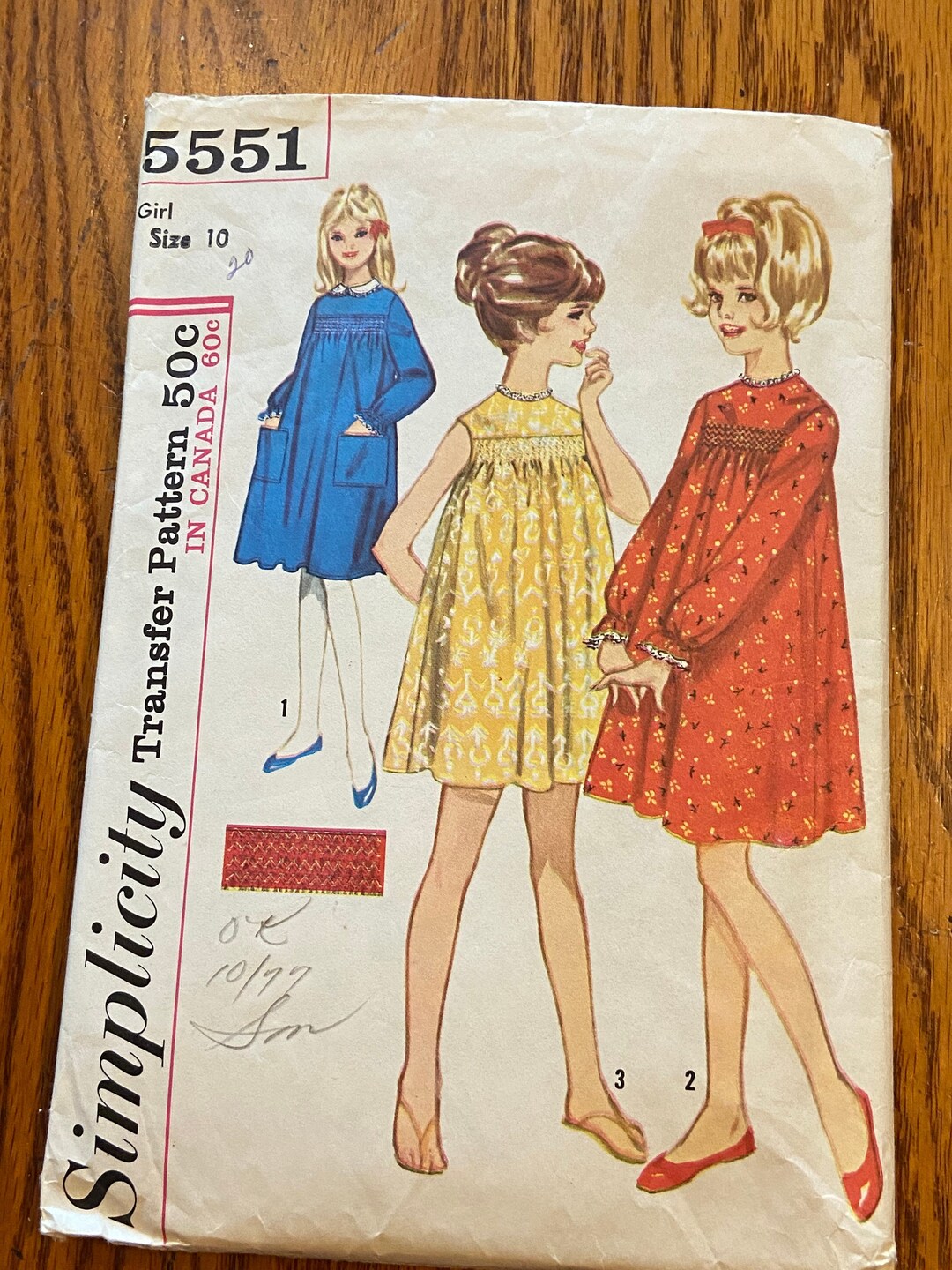 Original Vintage 1964 Simplicity Girl's Smocked Dress Pattern W Sleeve ...
