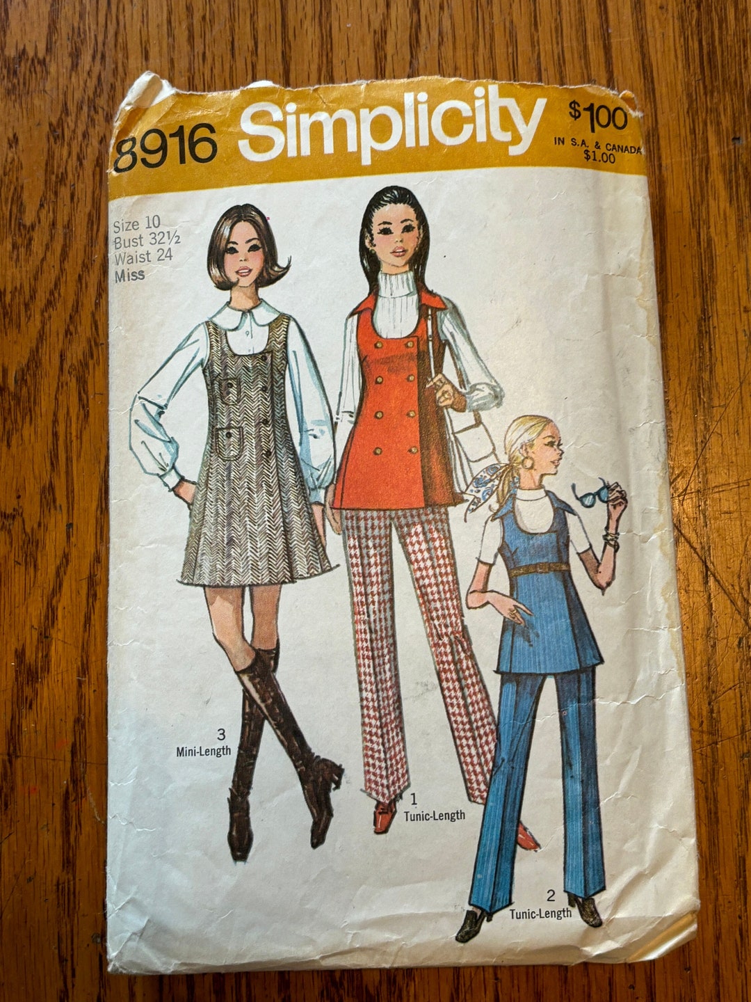 Original Vintage 1970 Simplicity Mini Dress Jumper or Tunic and Pants ...