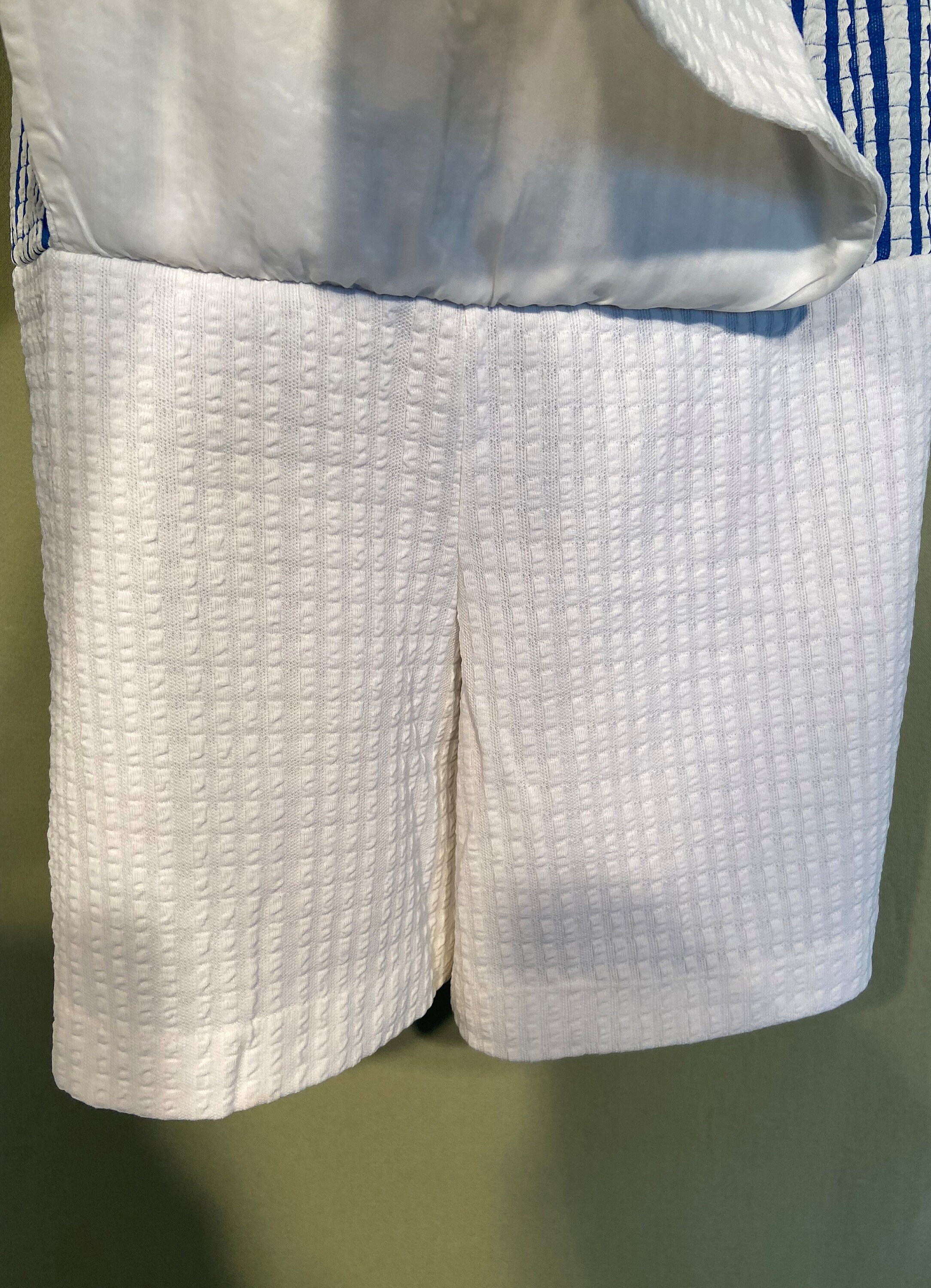 Cute Original Vintage 70s Blue & White Poly Seersucker - Etsy