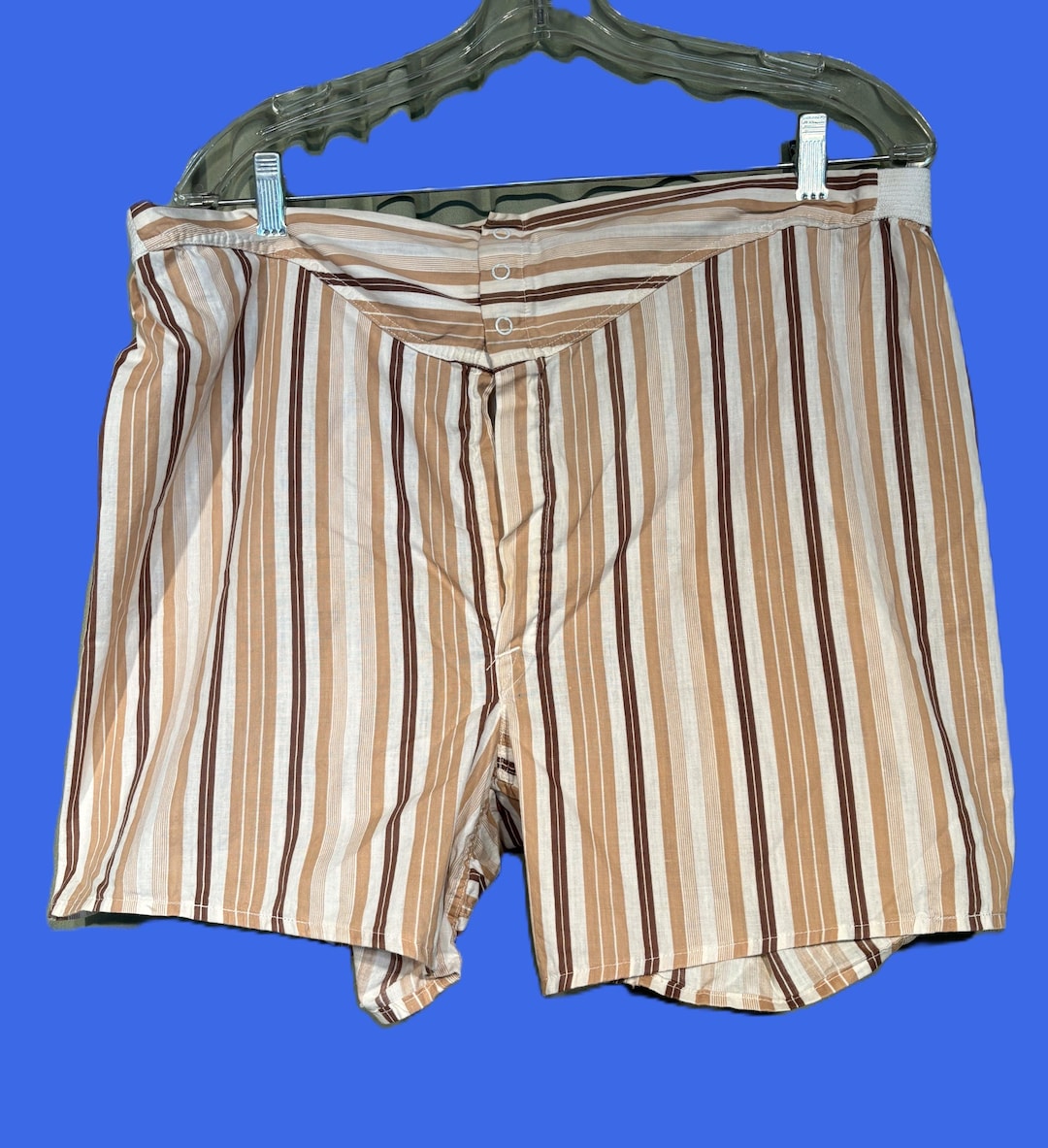 Original Vintage Mid-century Men's Brown Stripe Cotton Boxer Shorts ...