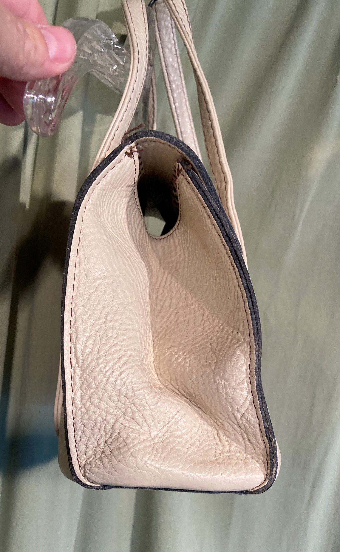 Sweet Original Vintage Mid Century Cream Color Leather Hand - Etsy