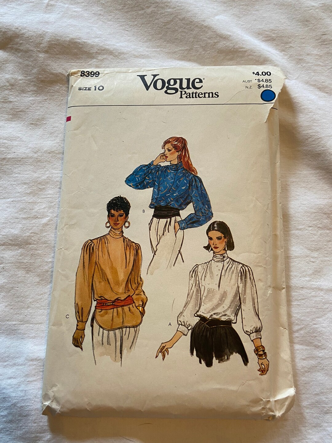 Original Vintage 80s Vogue Blouse Pattern 8399 Misses & Misses Petite ...