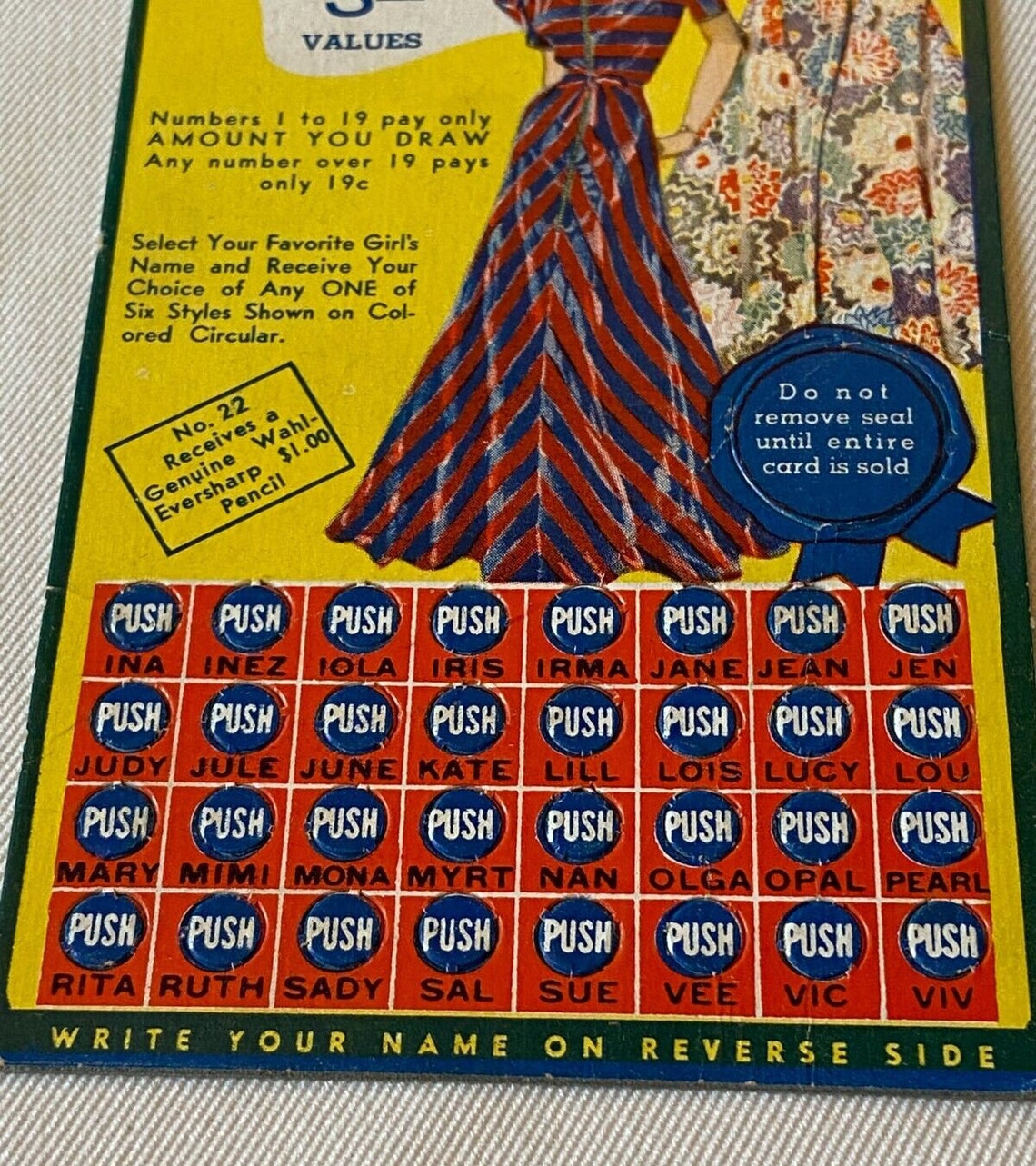 Original Vintage 40s Unused Punch Card win America's - Etsy