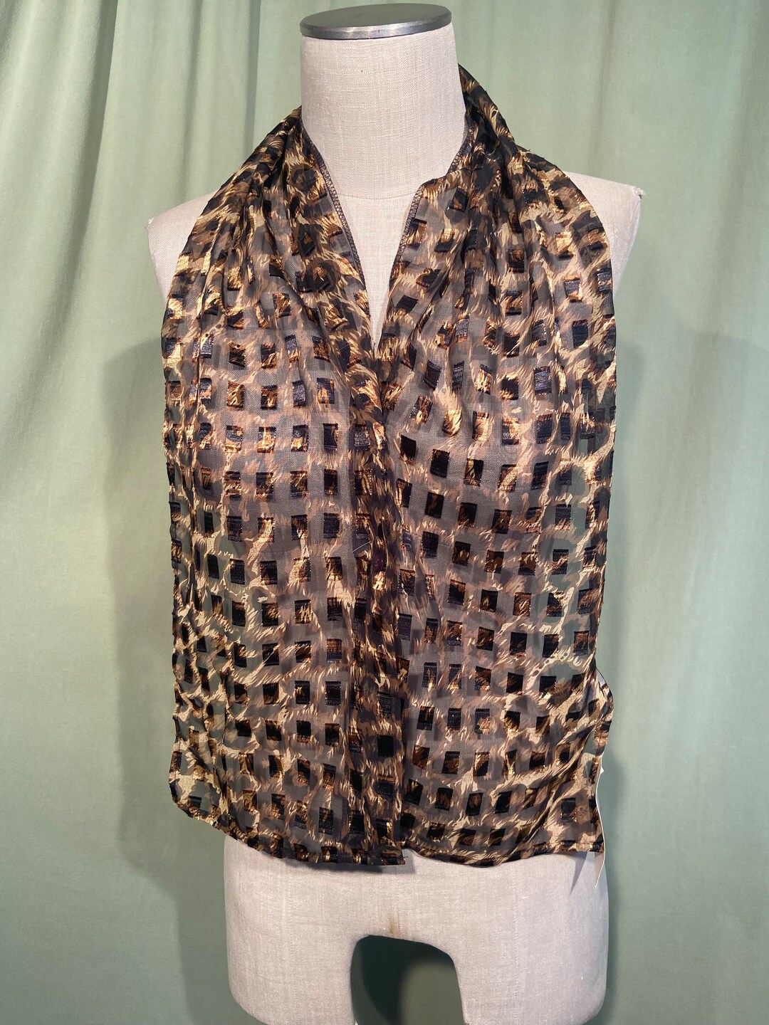 Deadstock New With Tags Unusual Vintage Polyester Semi-sheer Leopard ...