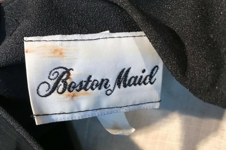 Original Vintage 60s 70s Boston Maid Sequin Bodice Black Dress W Sheer ...