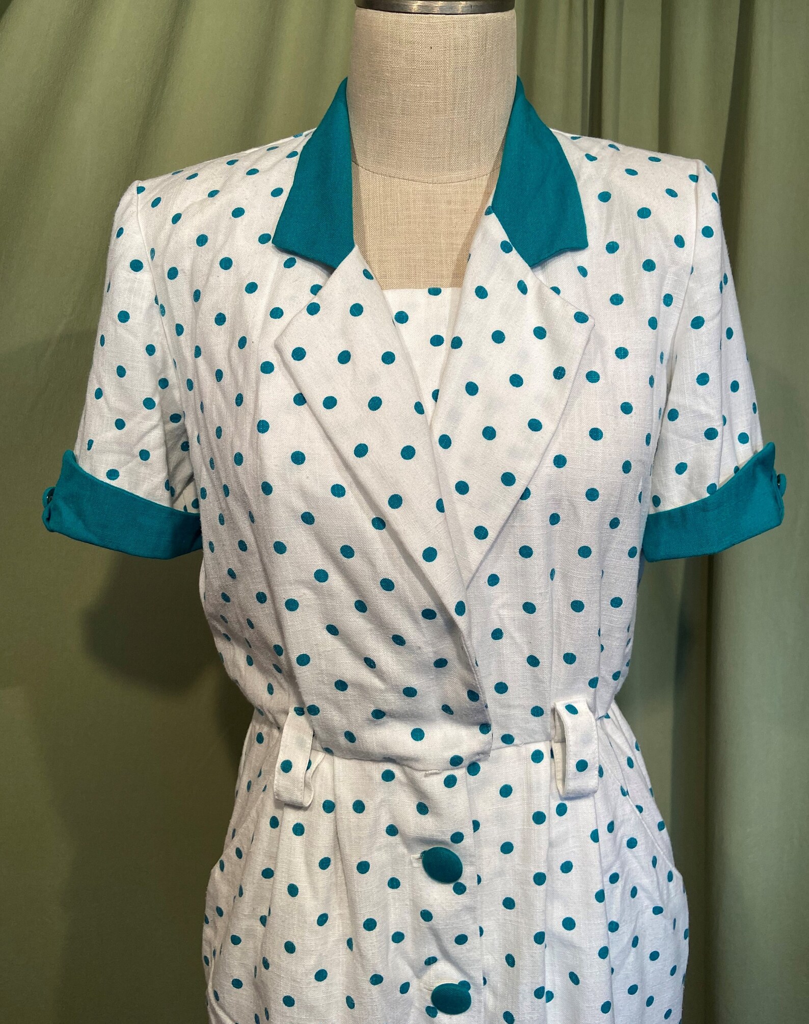 Cute Original Vintage Periwinkle Brand White & Teal Green | Etsy