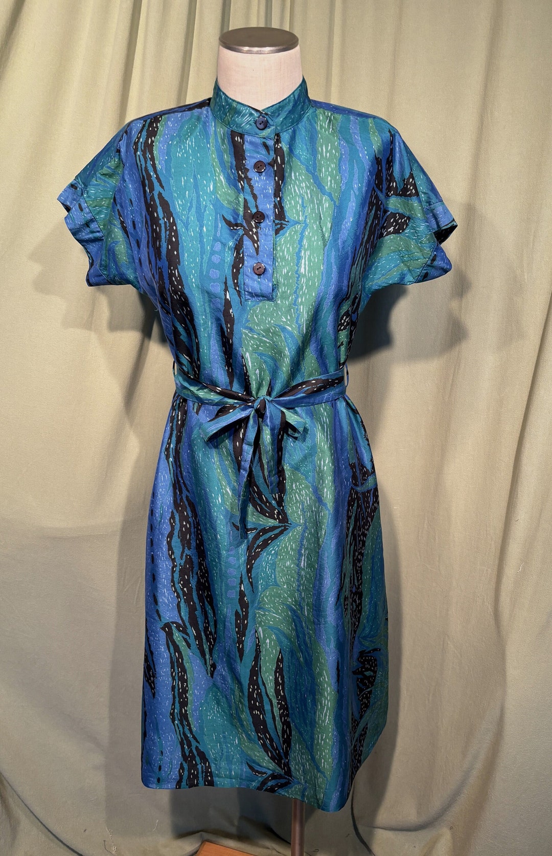 Funky Original Vintage 80s Bold Abstract Print Acetate Short Sleeve ...