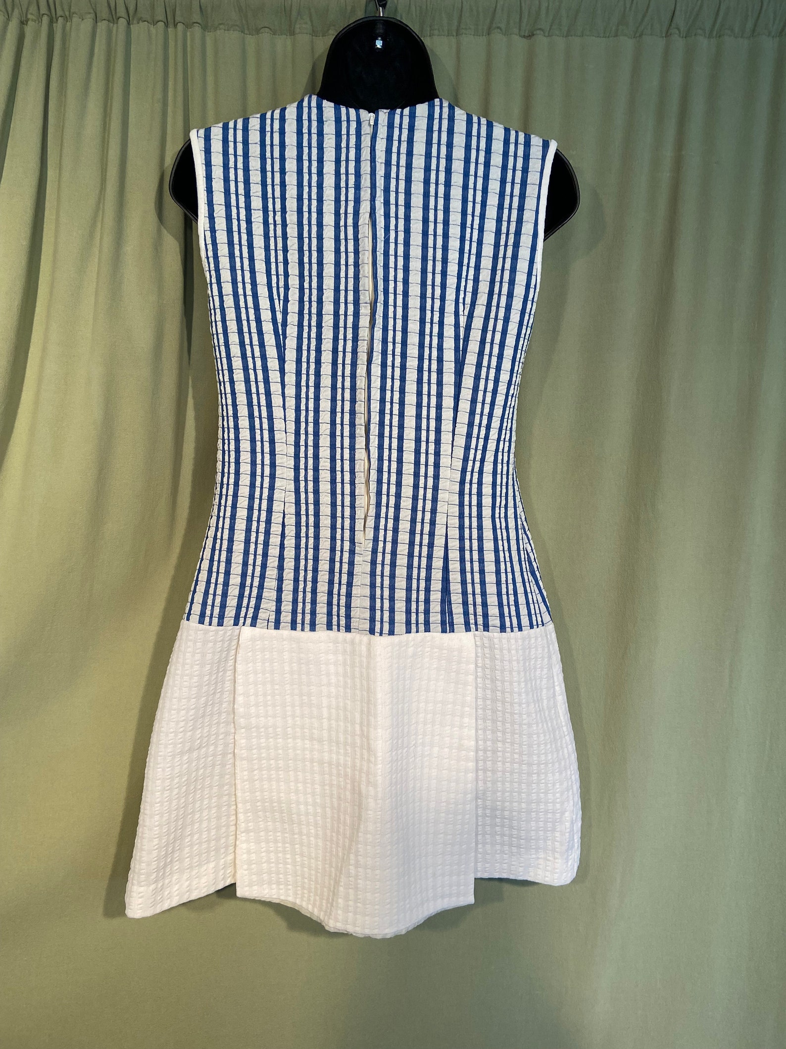 Cute Original Vintage 70s Blue & White Poly Seersucker - Etsy