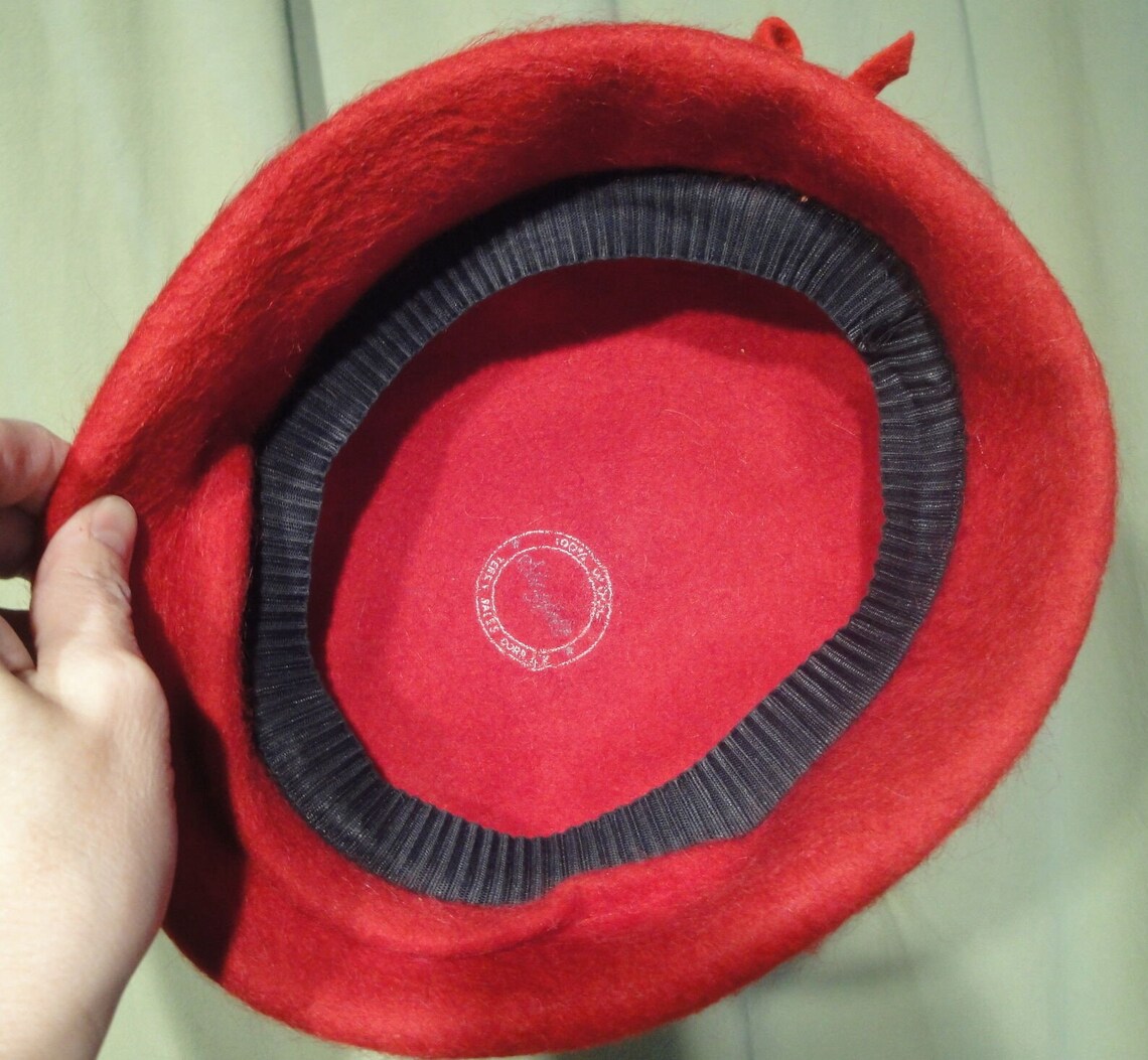 Sweet Original Vintage 40s 50s Red Wool Felt Bonnet Skull Cap | Etsy