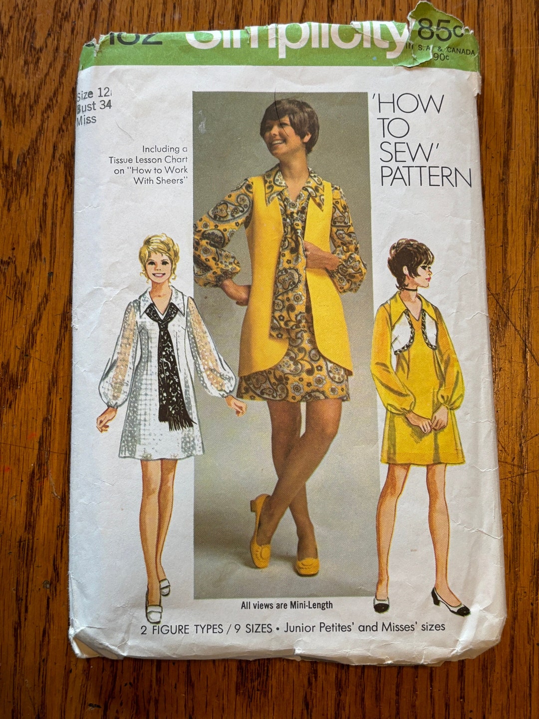 Original Vintage 1970 Simplicity Dress, Vest, Bolero, Mini Dress ...