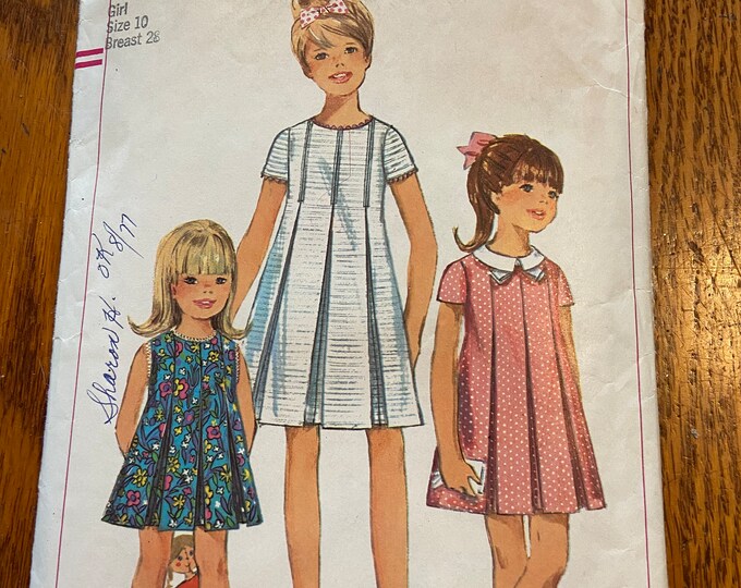 Original Vintage 1967 Simplicity Girls' Pleated Shift Dress Pattern ...