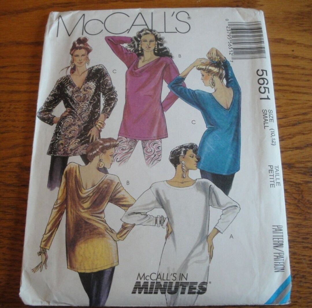 Original Vintage 1991 Mccall's Tunics W Variations Pattern 5651 Sizes ...