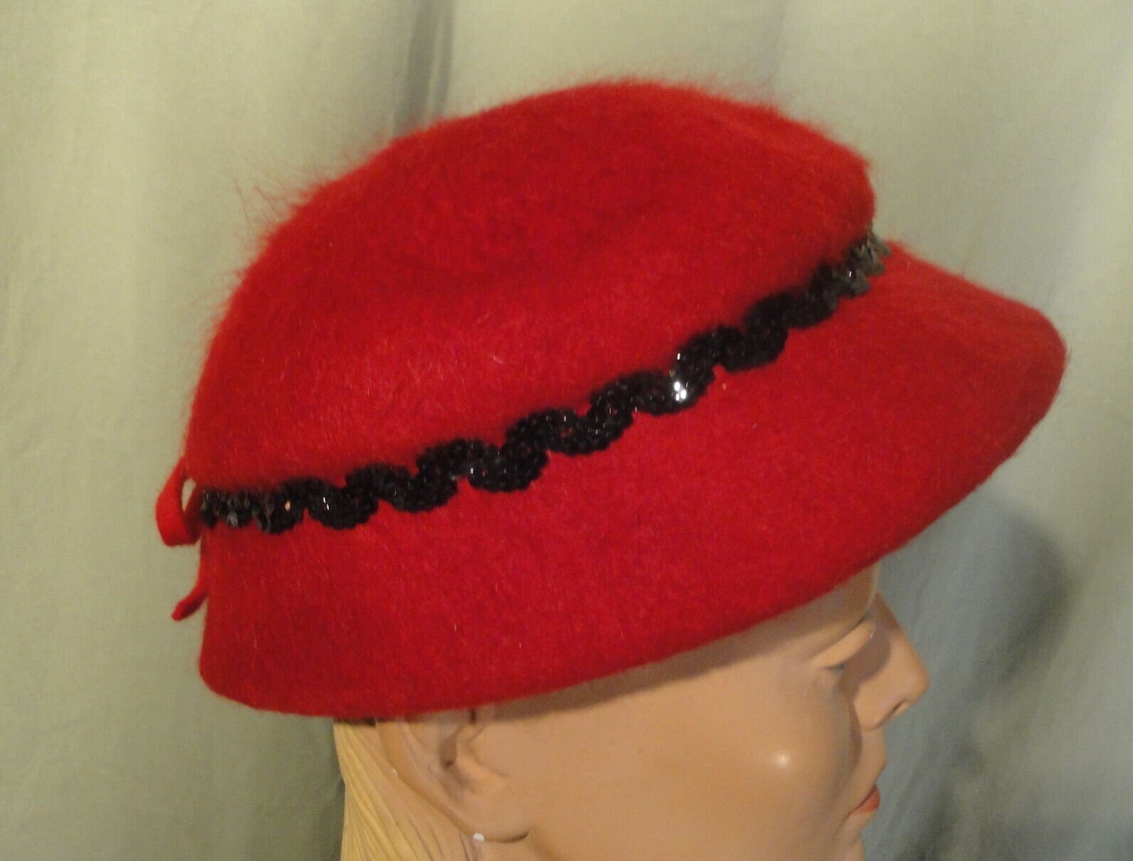 Sweet Original Vintage 40s 50s Red Wool Felt Bonnet Skull Cap - Etsy