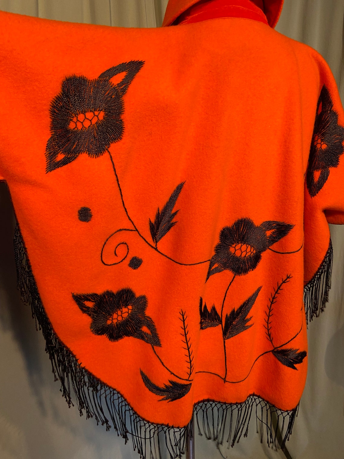 Funky Original Vintage Hand Embroidered Orange Wool Felt - Etsy