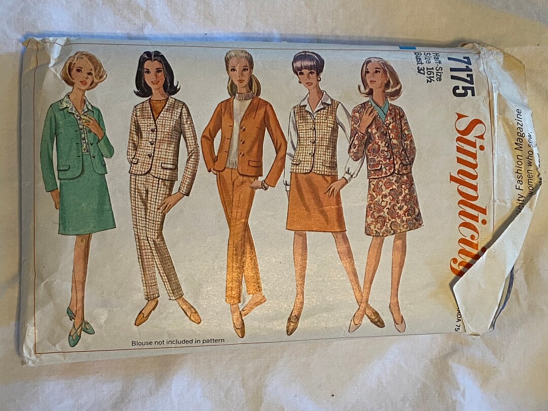 Original Vintage 1967 Simplicity Pants or Skirt Suit & Blouse Pattern ...