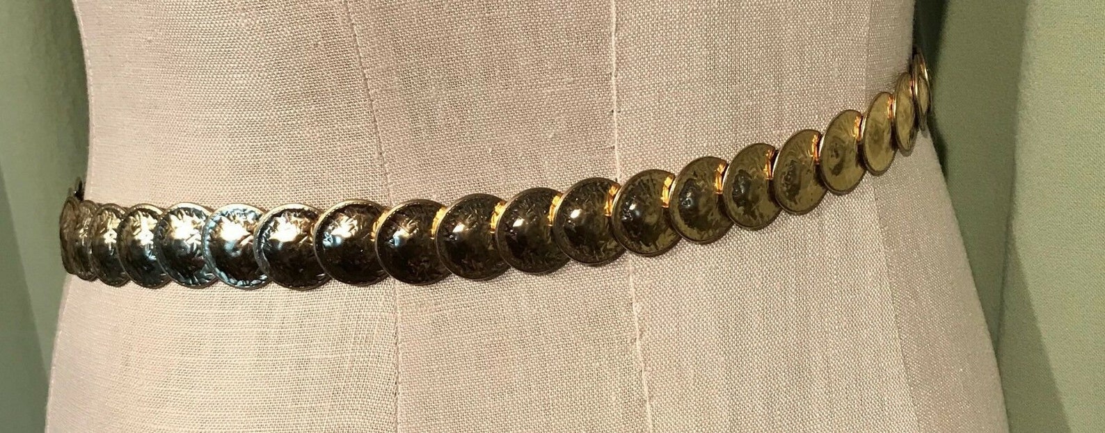 Fun Original Vintage 70s Gold Tone Embossed Metal Discs on | Etsy