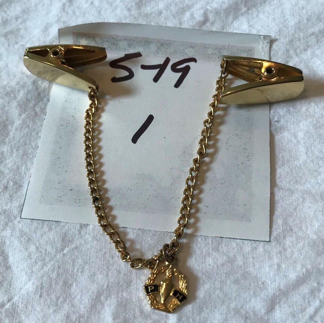 Charming Original Vintage Gold Tone Sweater Clip Guard W Small Center ...