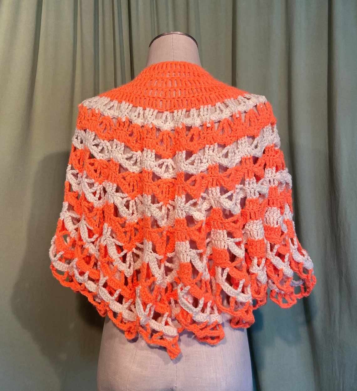 Funky Original Vintage Hand Crocheted Fluorescent Orange & - Etsy