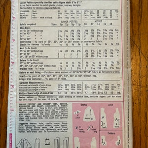 Original Vintage 1970 Simplicity Dress, Vest, Bolero, Mini Dress ...