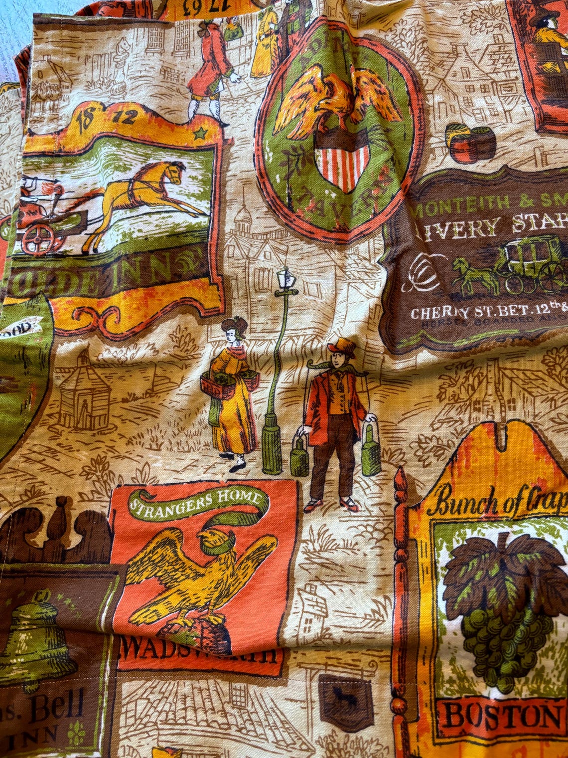 Original Vintage Mid-century Americana Print Cotton Fabric Panels 1-42 ...