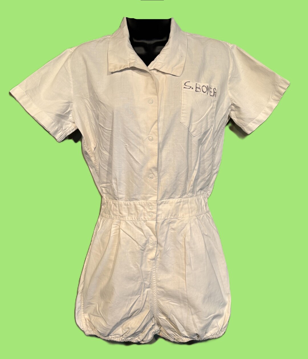 Fun Original Vintage 60s 70s Off-white Cotton School Gym Suit Romper ...