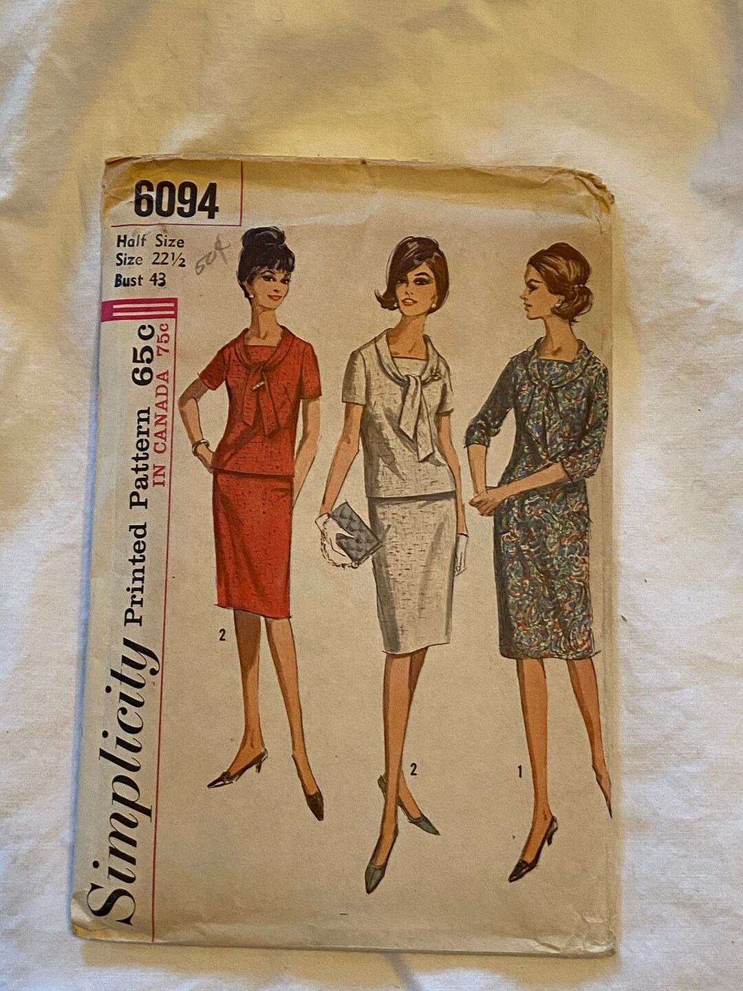 Original Vintage 1965 Simplicity Dress or Skirt and Blouse Pattern 6094 ...