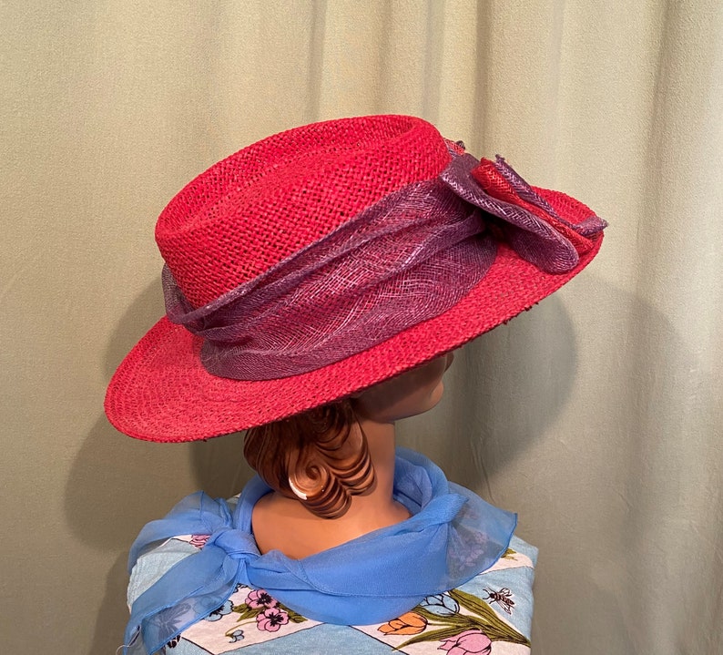 Fun Original Vintage 90s Red Hat Society Red & Purple Straw - Etsy