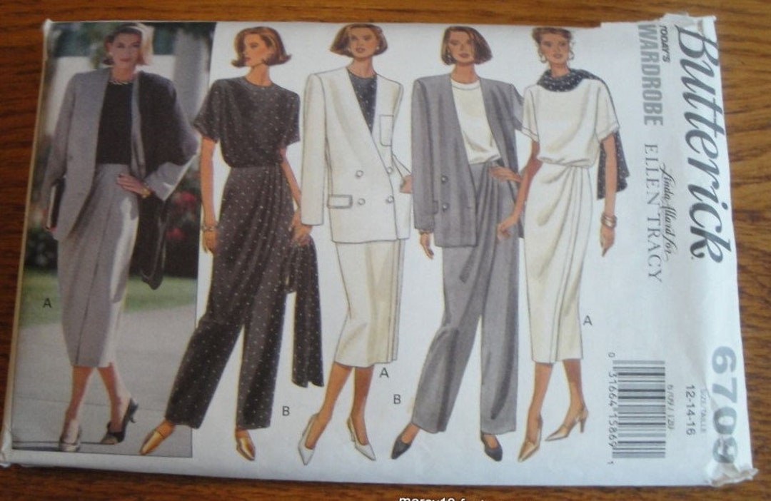 Original Vintage 90s Butterick Jacket, Top, Skirt, Pants & Scarf ...