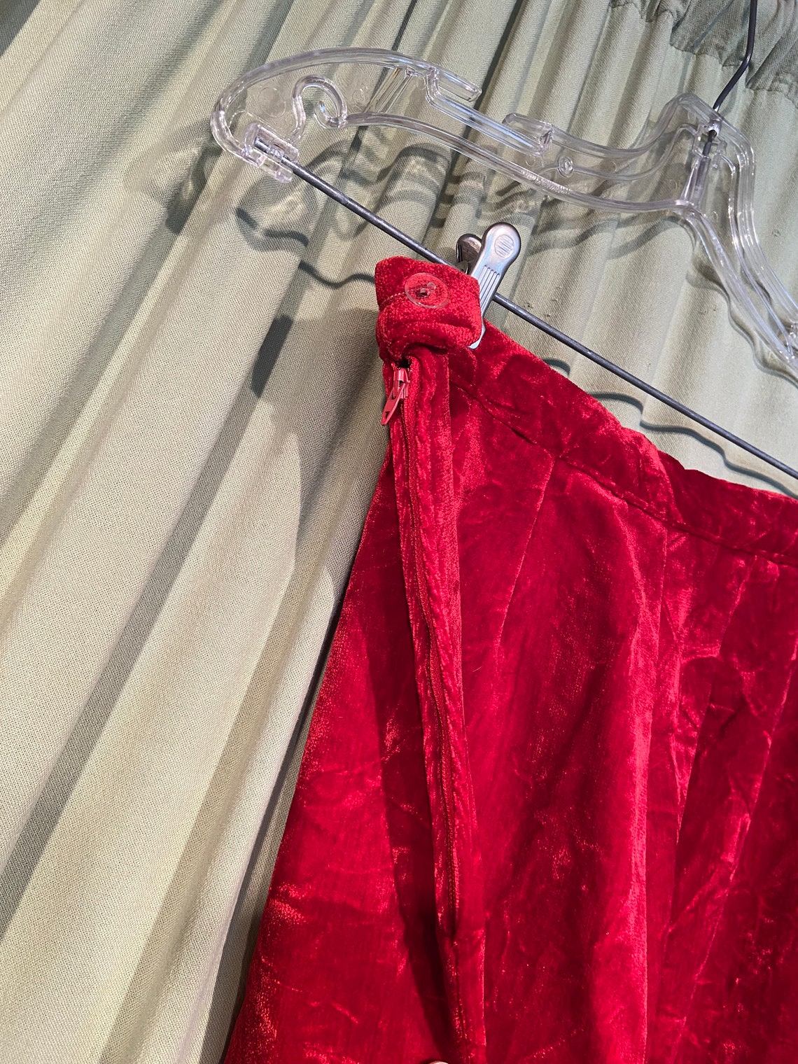 Fun Original Vintage 70s Red Crushed Velvet High Waist Bell - Etsy