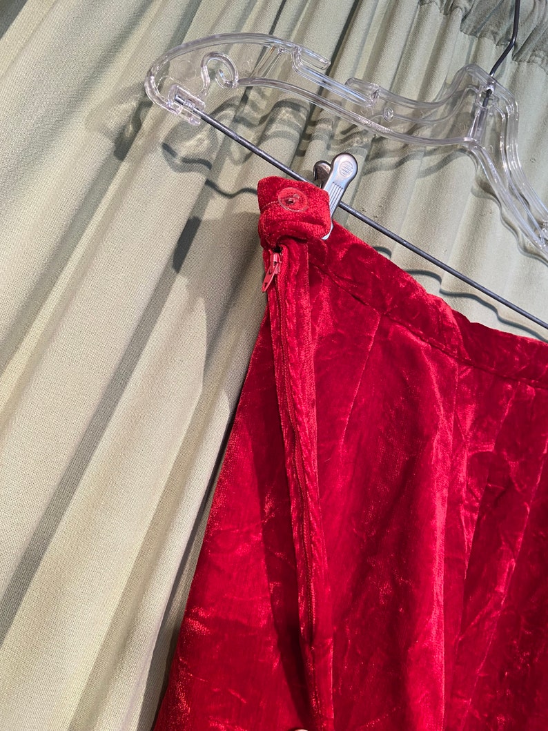 Fun Original Vintage 70s Red Crushed Velvet High Waist Bell - Etsy