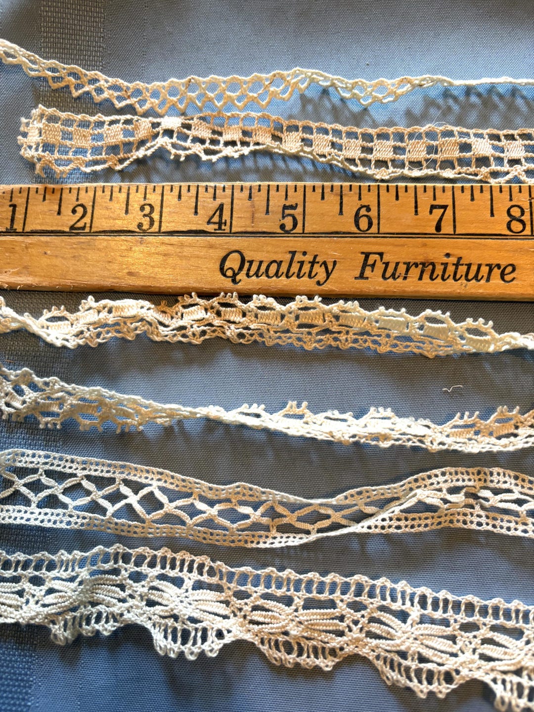 Mixed Lot Vintage Narrow Cotton Lace Trims Various Patterns, Lengths ...