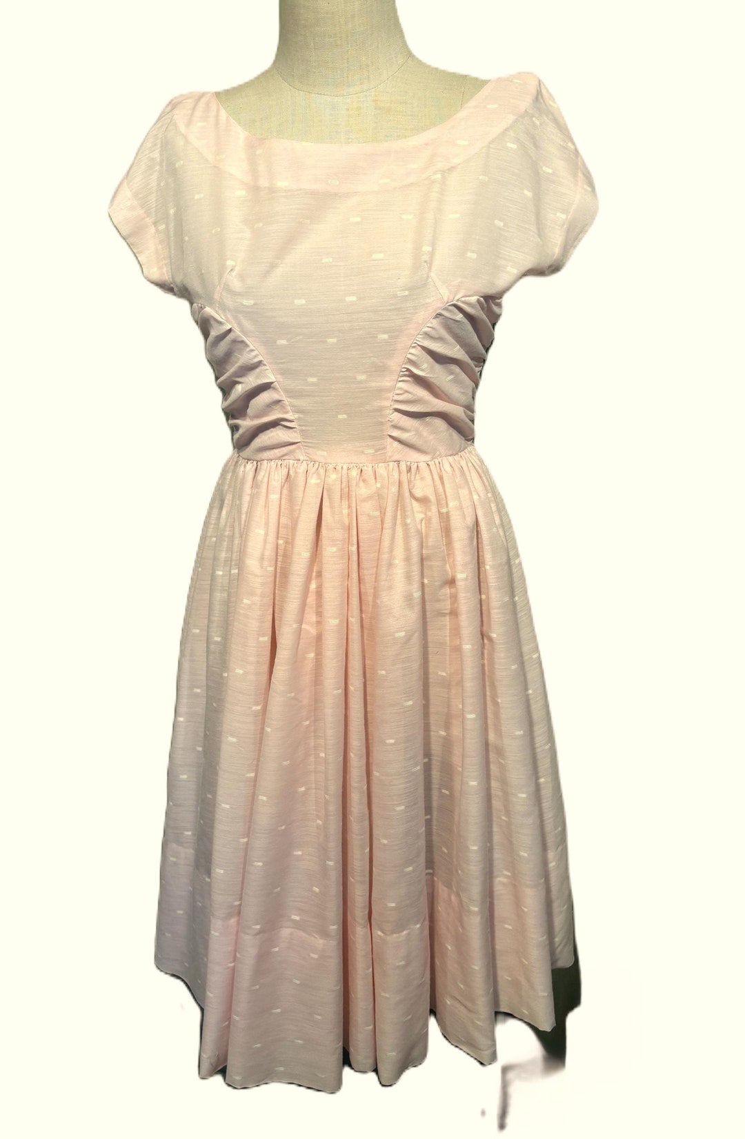 Sweet Original Vintage Mid-century Seni-sheer Pale Pink Cotton Boat ...