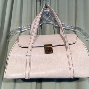 Sweet Original Vintage Mid Century Cream Color Leather Hand Bag Purse W ...