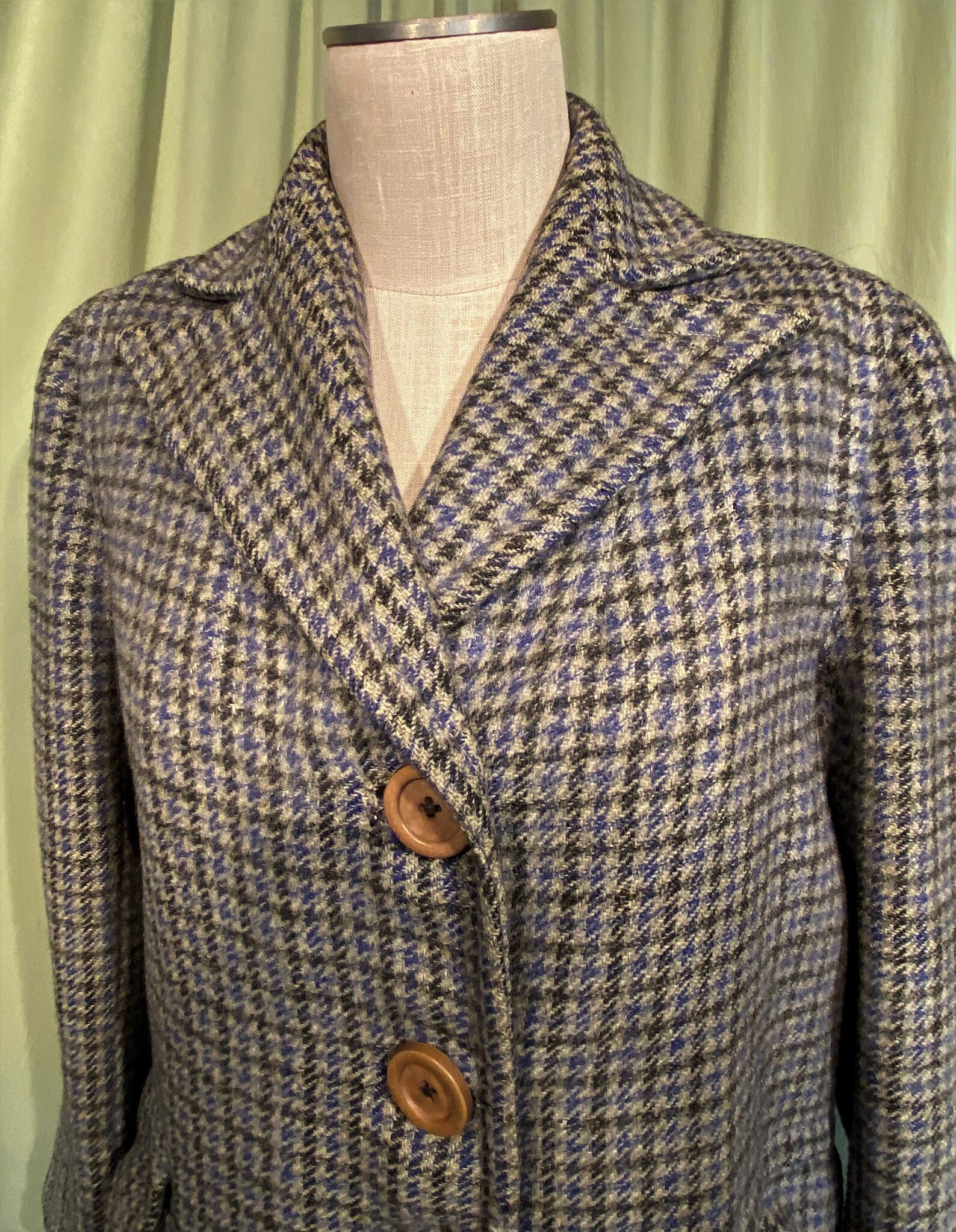 Sweet Original Vintage 60s Classic Gray Houndstooth Tweed Wool Blend ...