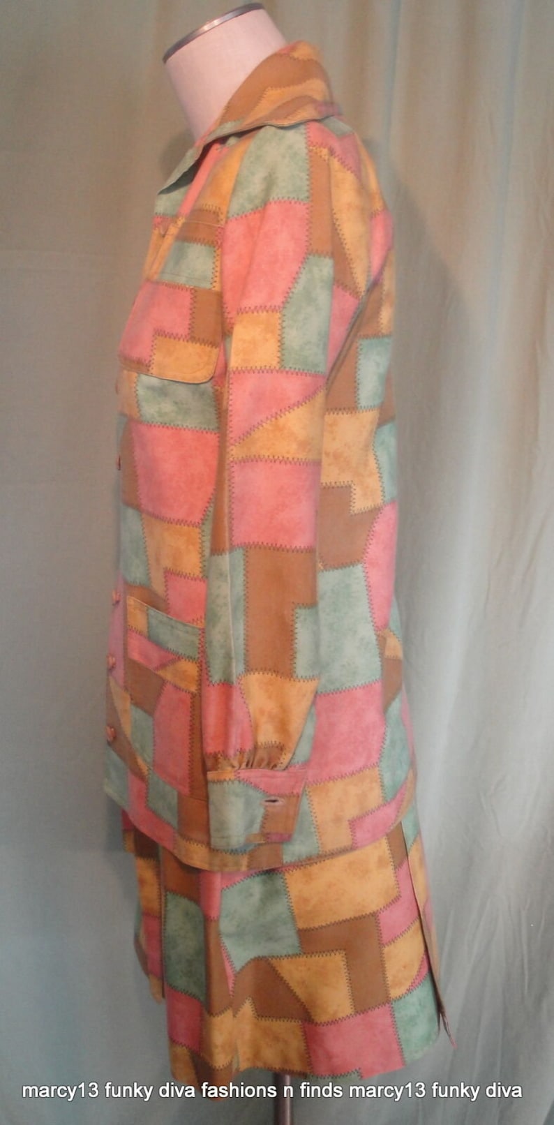 Fun Original Vintage 70s Patchwork Print Cotton Safari Jacket | Etsy