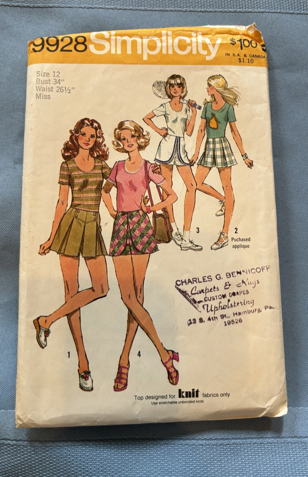 Original Vintage 1972 Simplicity Shorts, Pantskirt & Pullover Top ...