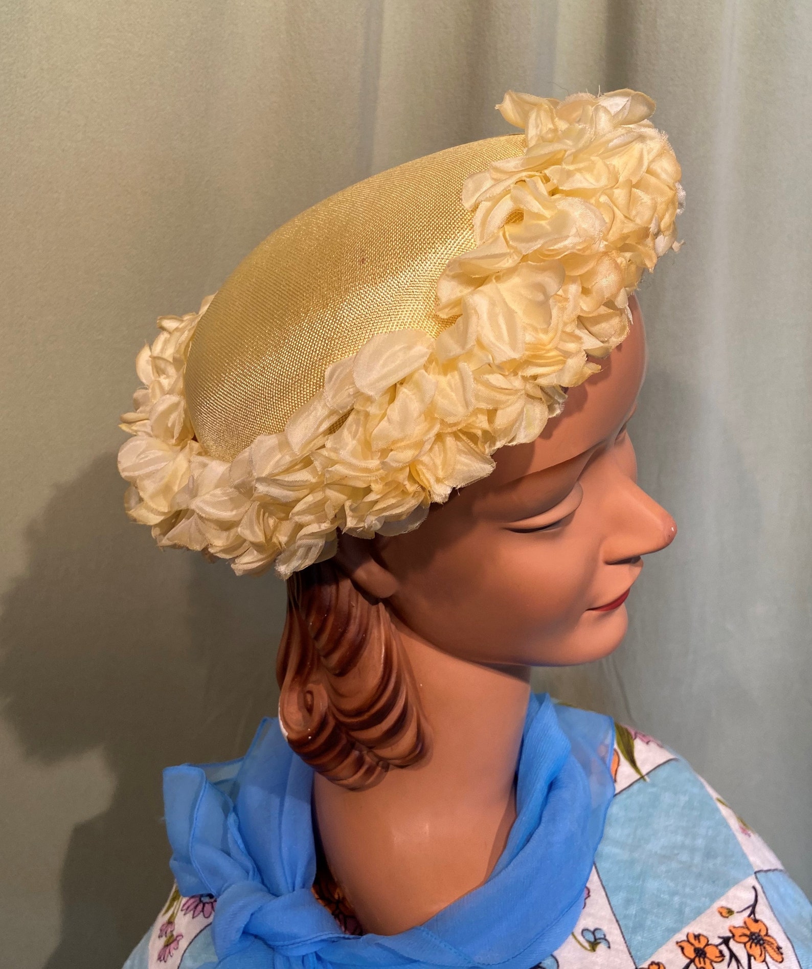 Chic Original Vintage Mid Century Sunny Yellow Hat W Fabric - Etsy