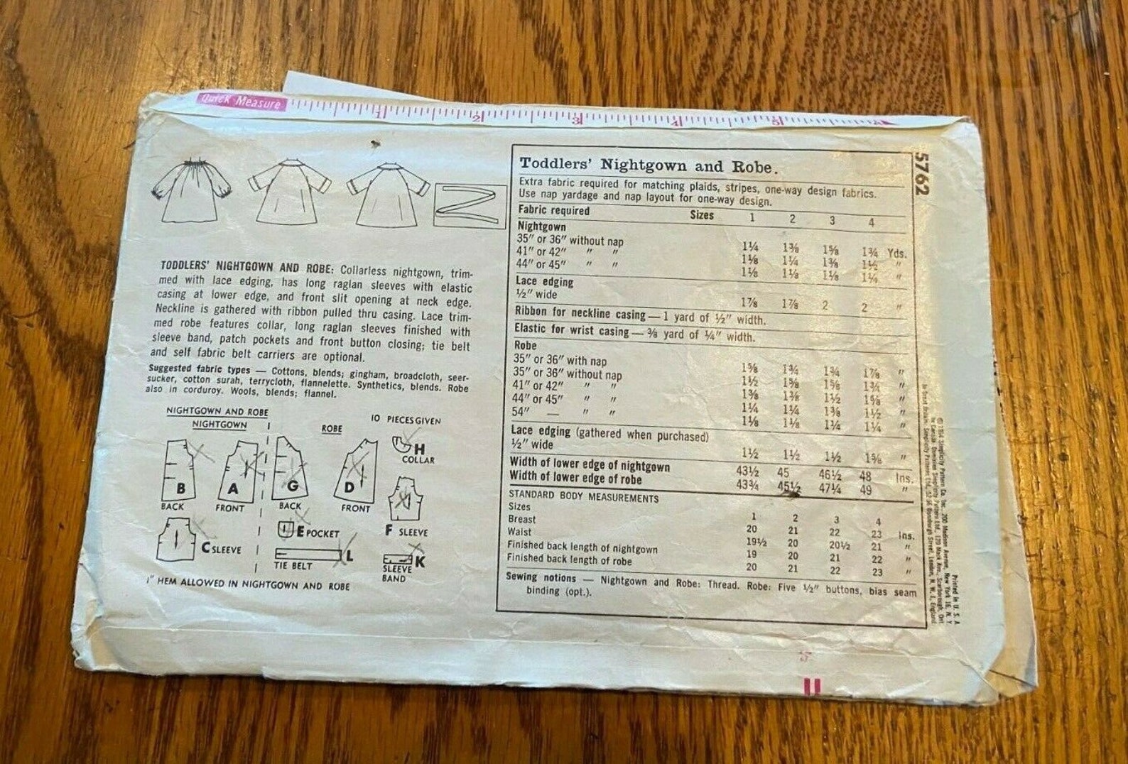 Original Vintage 1964 Simplicity Pattern Girl's Nightgown - Etsy
