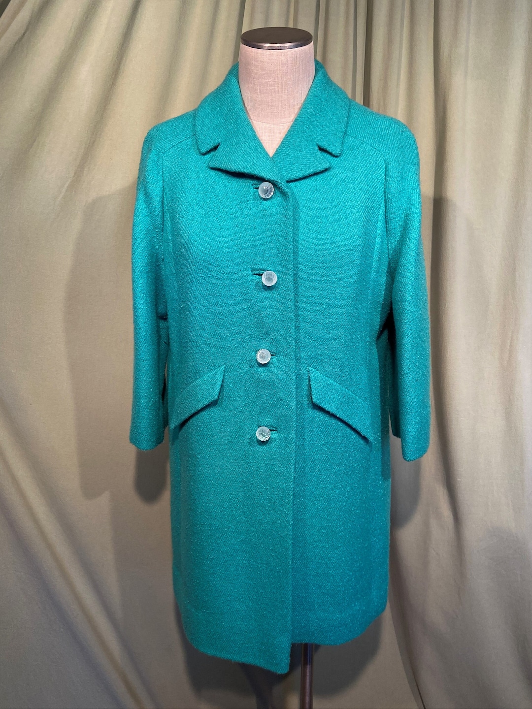 Sweet Original Vintage 60s Frank Gallant Teal Green Nubby Wool Knee ...