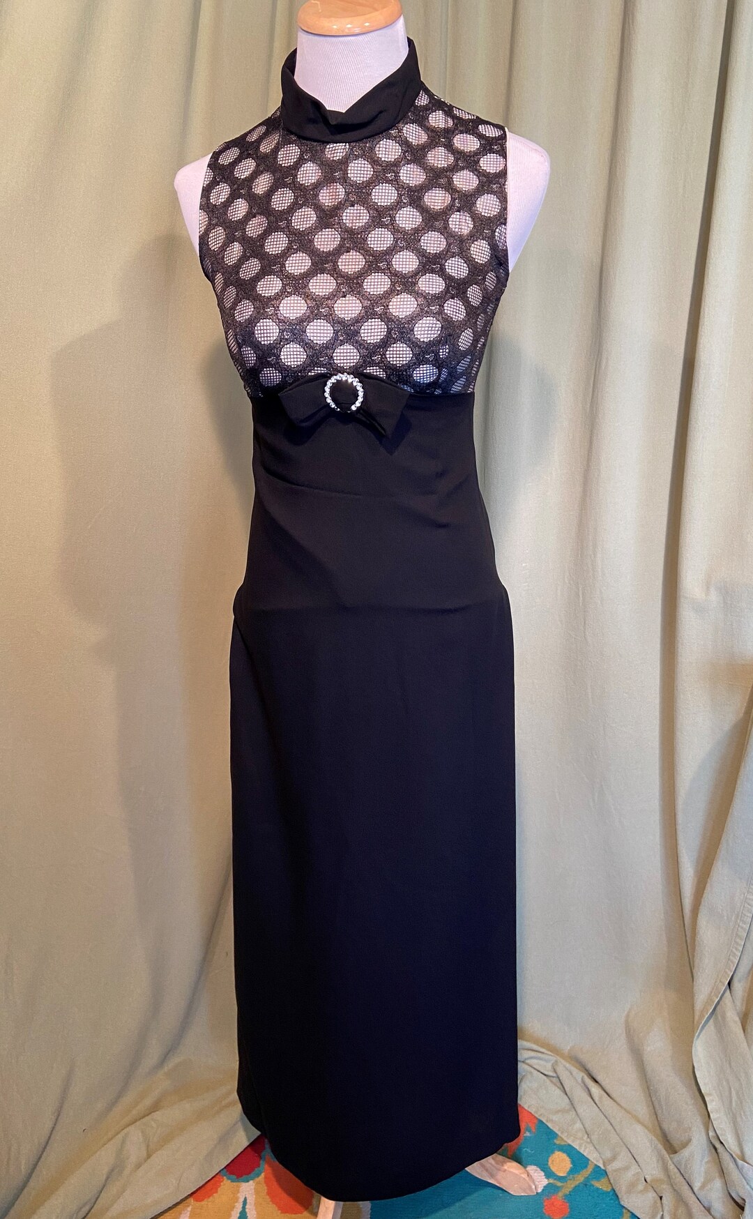 Sweet Original Vintage Mid Century Mod Black Sleeveless Maxi Dress Gown ...