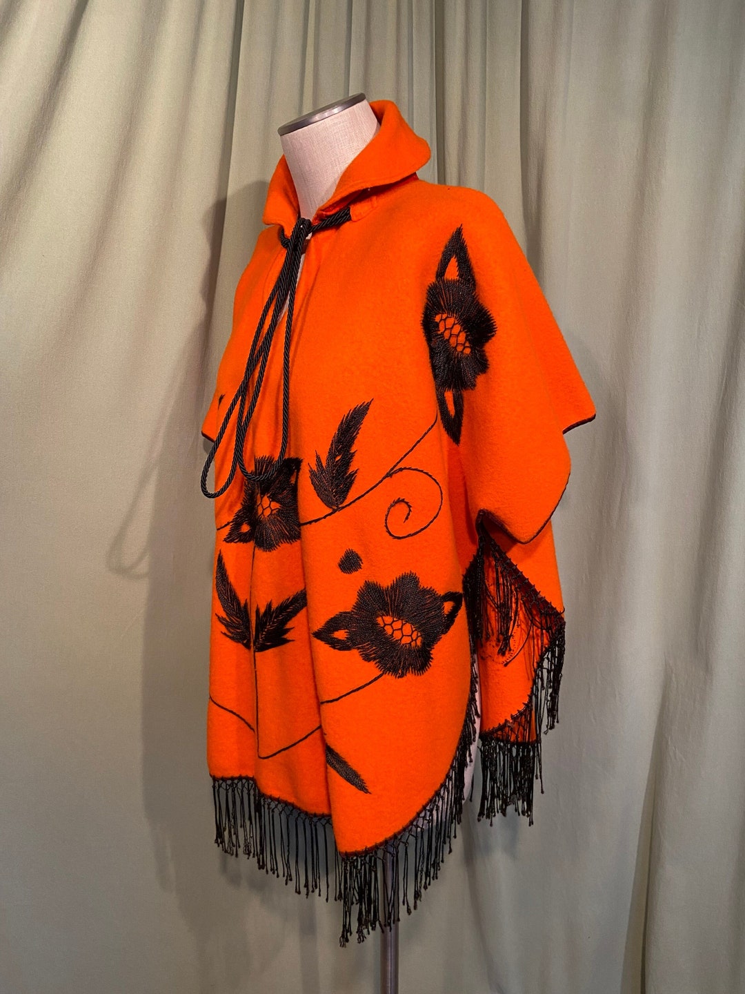 Funky Original Vintage Hand Embroidered Orange Wool Felt - Etsy