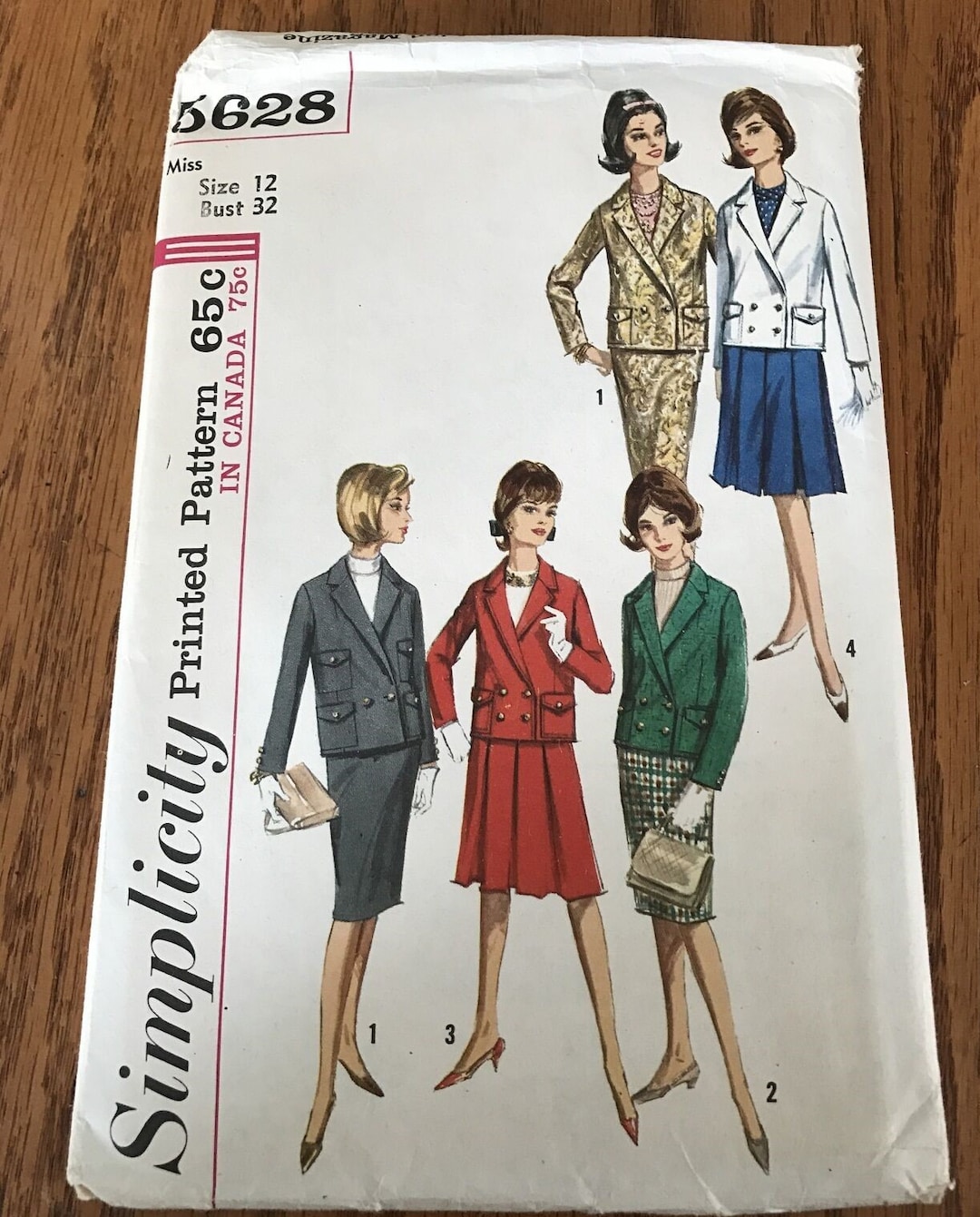 Original Vintage 1964 Simplicity Skirt Suit Pattern 5628 Size 12 Bust ...